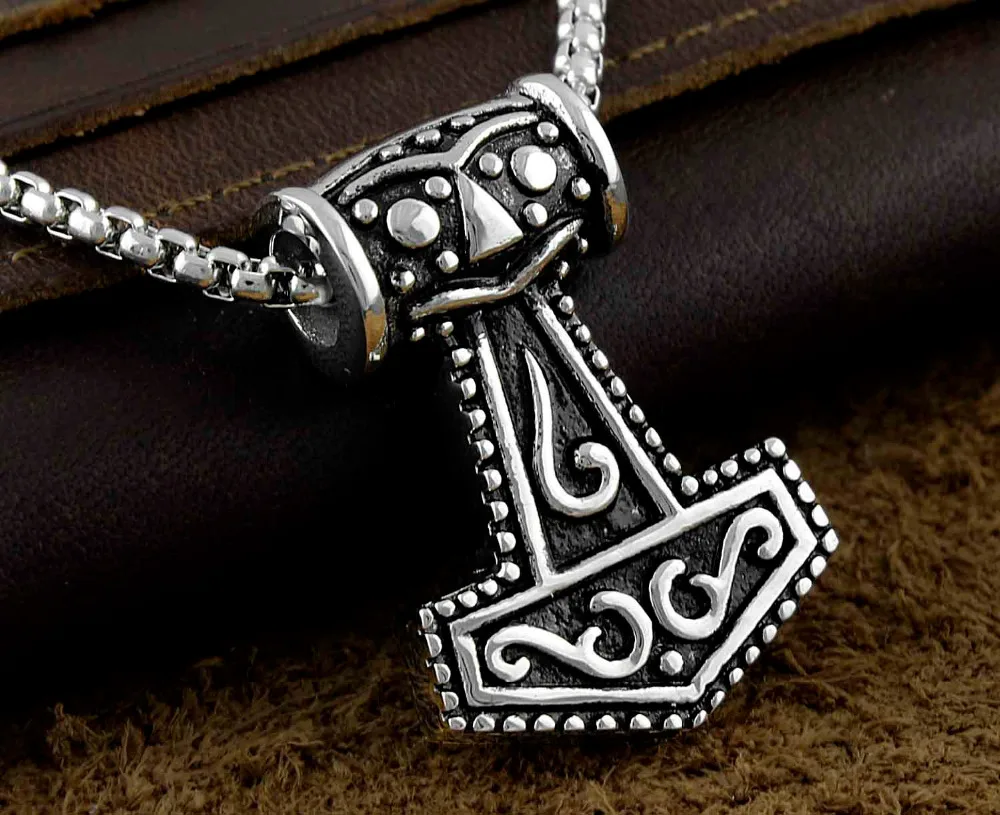 Viking Norse Odin Thors Mjolnir Hammer Stainless Steel Mens Pendant ...