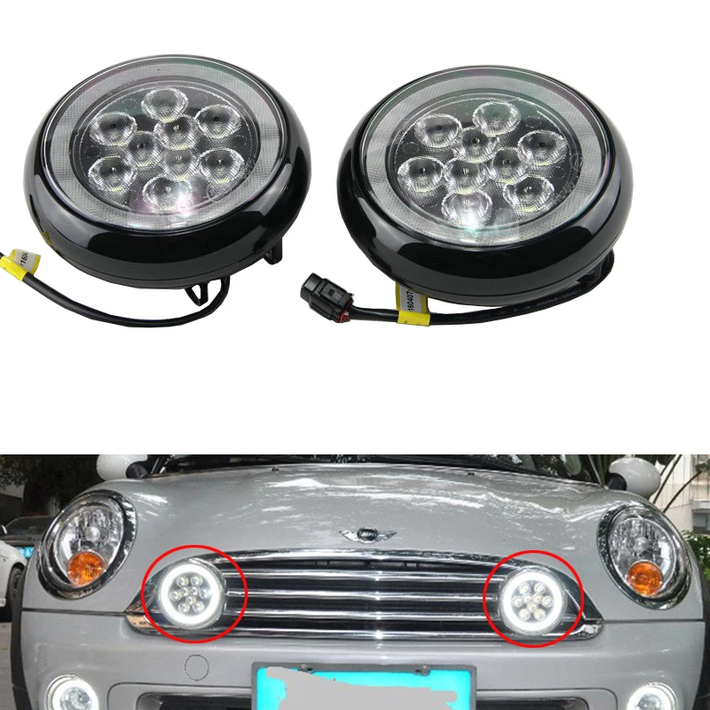 2x Led Halo Ring Drl Daytime Running Light Fog Kit For Mini Cooper R50 ...
