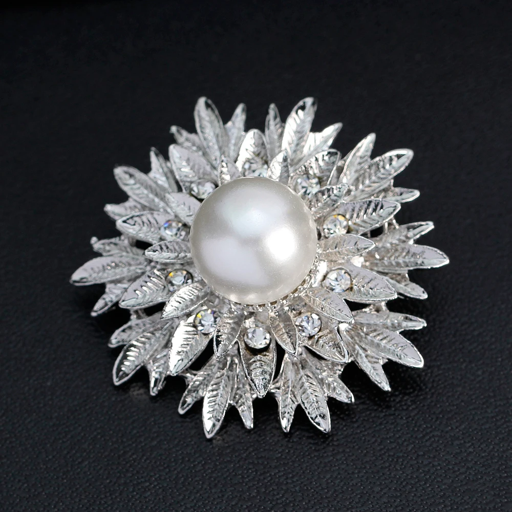 danbihuabi Large Pearl Rhinestone Brooches for Women Wedding Dress Zinc ...