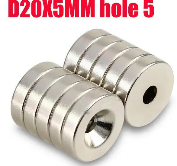 20*5 N35 magnet 5pcs Small Disc Magnets 20 mm x 5 mm Ring Hole 5 mm ...