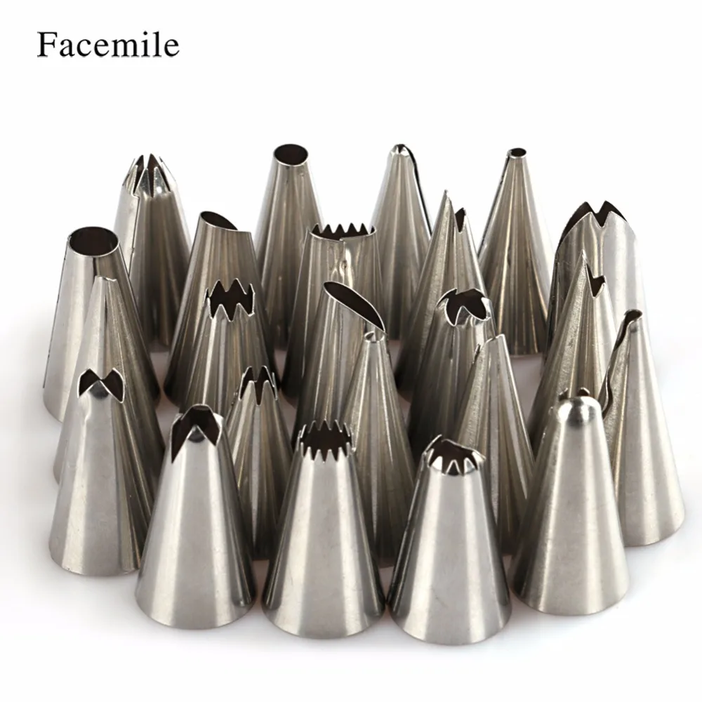 Facemile 23pcs Stainless Steel Pastry Nozzles Set Icing Cream Piping ...