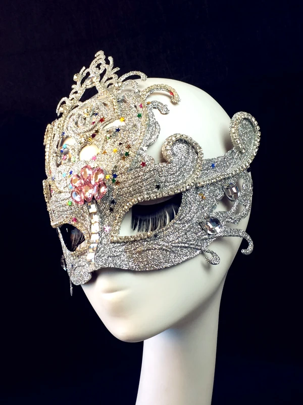 Flash silver diamond beauty mask masquerade mask princess Halloween ...