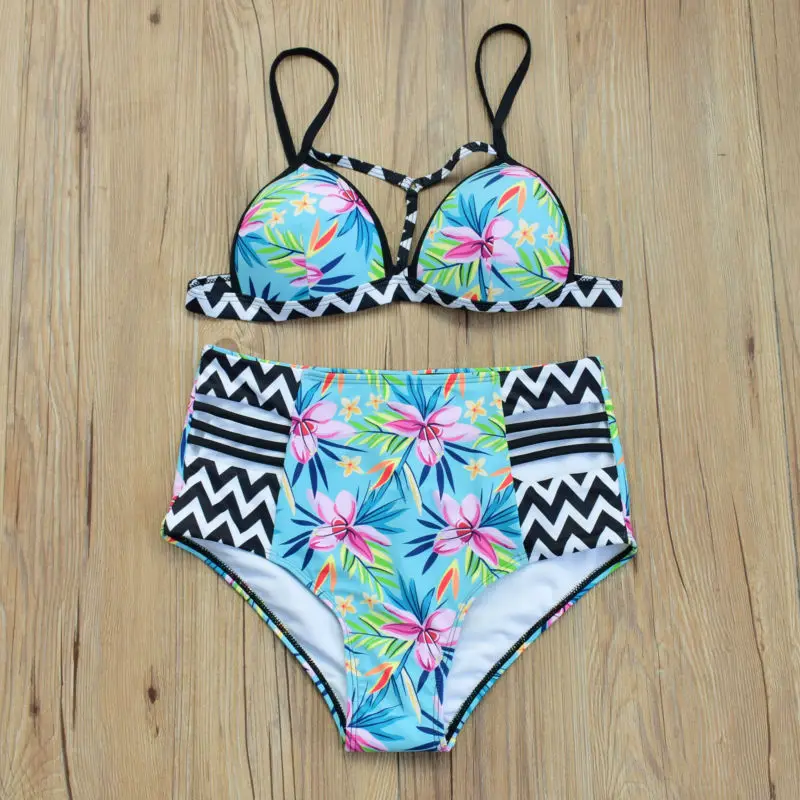 Retro High Waist Bikinis Set Brazilian Swimsuit 2017 Women Bathing