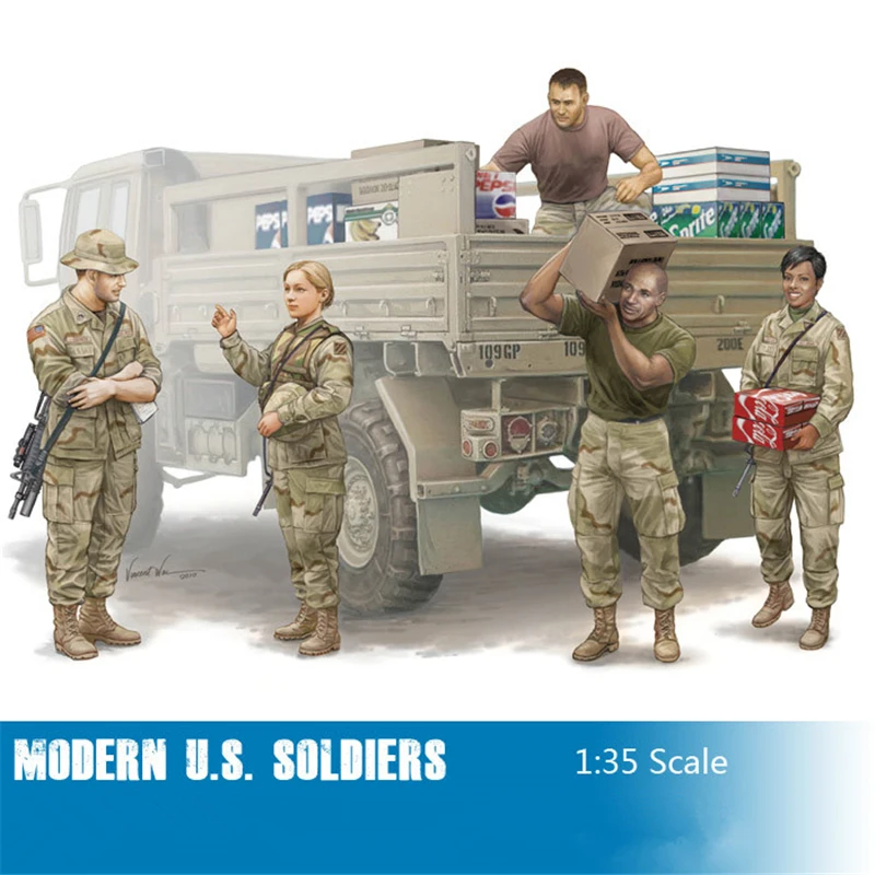 Trumpeter 1/35 Scale Modern U.S. soldiers Logistics Supply Team Plastic ...