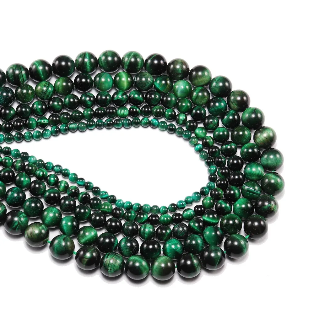 1strand/lot Aaa Natural Dark Green Tiger Eye Agat Stone Round Loose ...