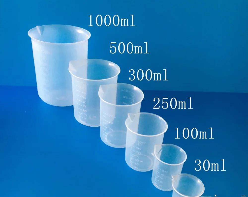 5PCS Set Laboratory School Teaching Plastic Beaker Set 5 Graduated 5PCS Set Laboratory School Teaching Plastic Beaker Set 5 Graduated