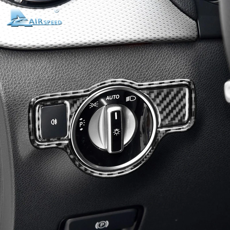Airspeed Carbon Fiber Headlight Switch Stickers For Mercedes Benz A B C ...