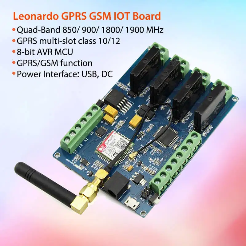 Elecrow placa IOT Leonardo GPRS GSM con interruptores de relé SIM800C, proyectos inalámbricos ...