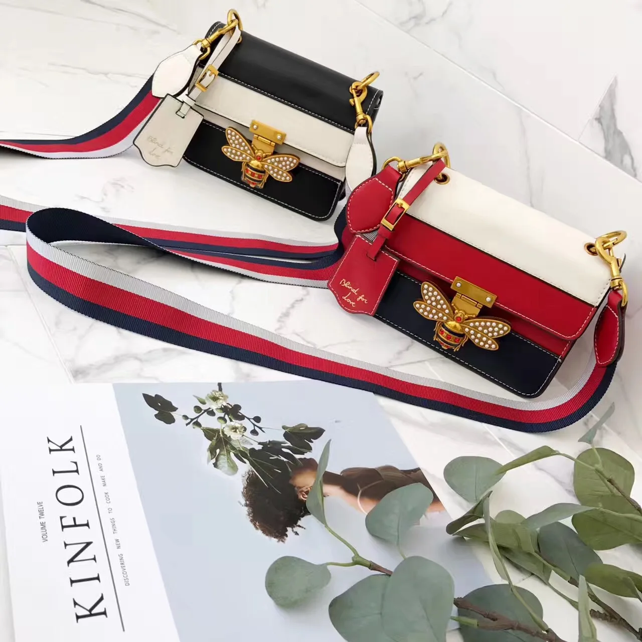 Retro handbags 2017 new small square package fight color shoulder ...