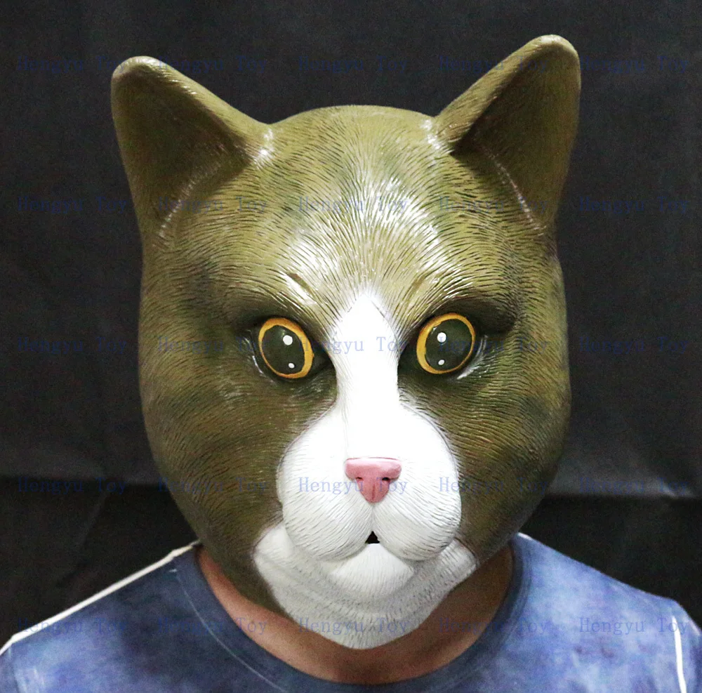 Adult Latex Cat Head Masks Full Head Animal Fancy Dress Halloween Party ...