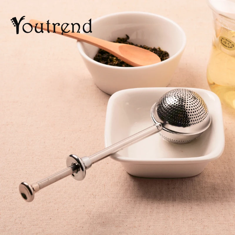 Bequem Ball Geformt Edelstahl Tee ei Silber Push Stil Tee Blatt Tasche ...