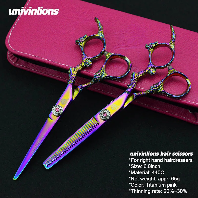 5.5/6" univinlions pink razor cut hairdressing scissors professional ...