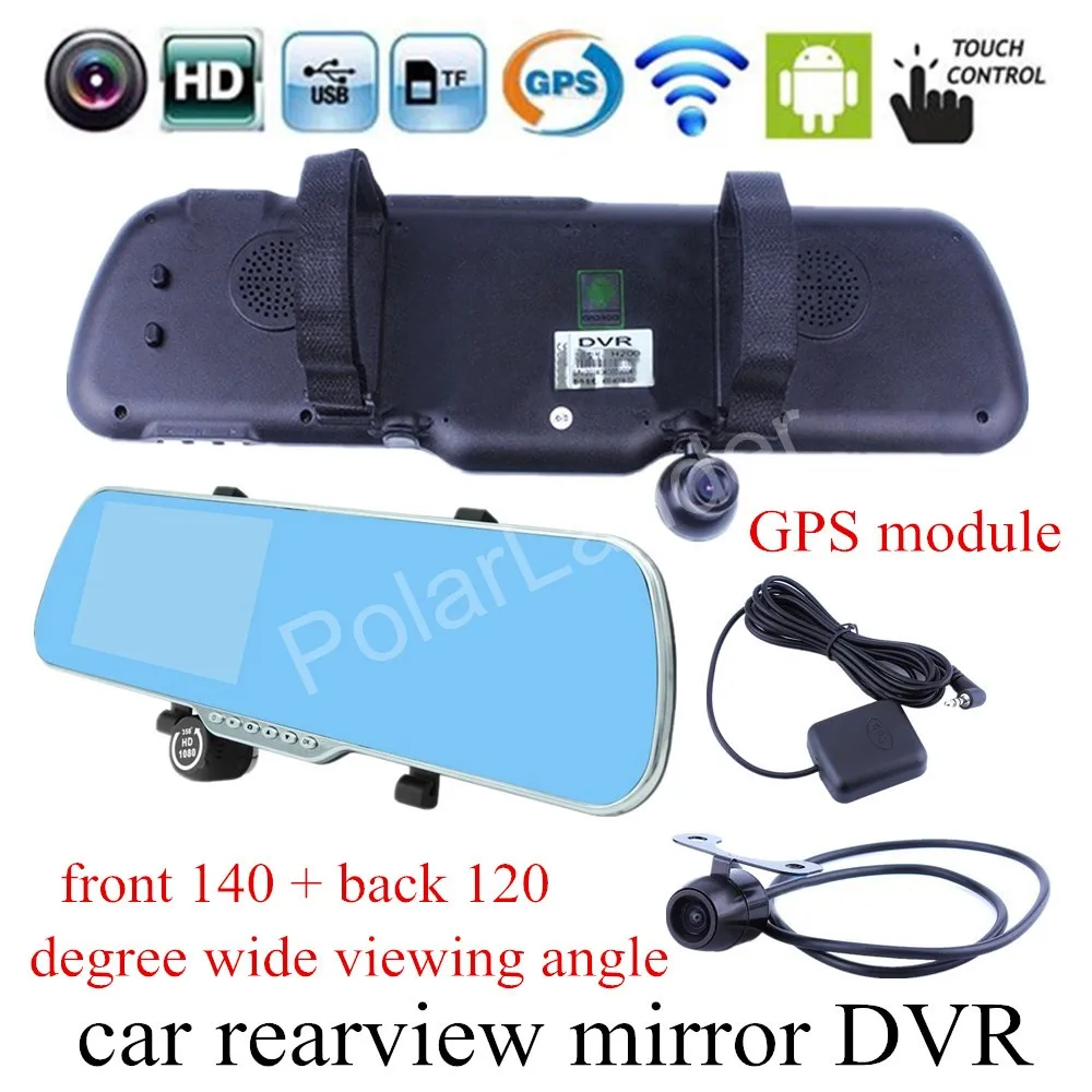 Full HD touch screen Car DVR Camera 5 Inch Rearview Mirror Video ...