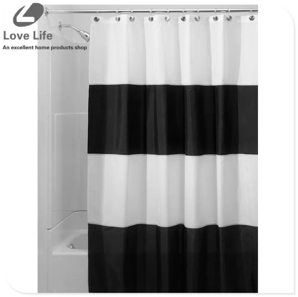Bathroom Products Polyester Fabric Shower Curtain Stripe Printed Shower Curtains Waterproof