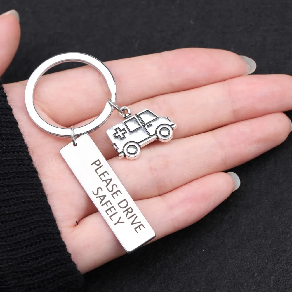Ambulance Keychain PLEASE DRIVR SAFELY Keyring ambulance Pendant KEyfob ...