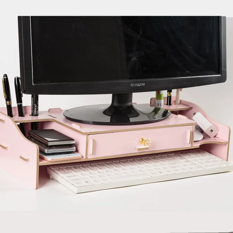 Creative Wooden LCD Computer Monitor Screen Increased Storage Rack ...