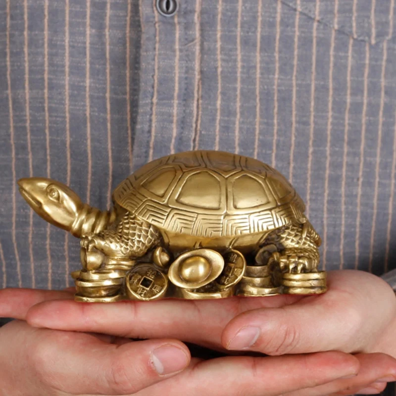 Figurine Turtle-Statue Tortoise Good-Luck Brass Centerpiece Desktop ...