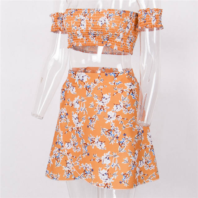 FREE SHIPPING Summer Sexy Women's Sets Off Shoulder Floral Print ...