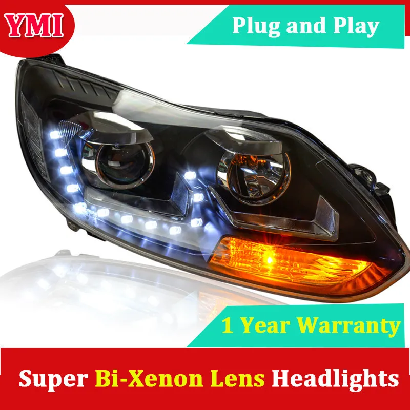 KOWELL Car Styling For Ford Focus headlights U angel eyes 2012 2013 ...