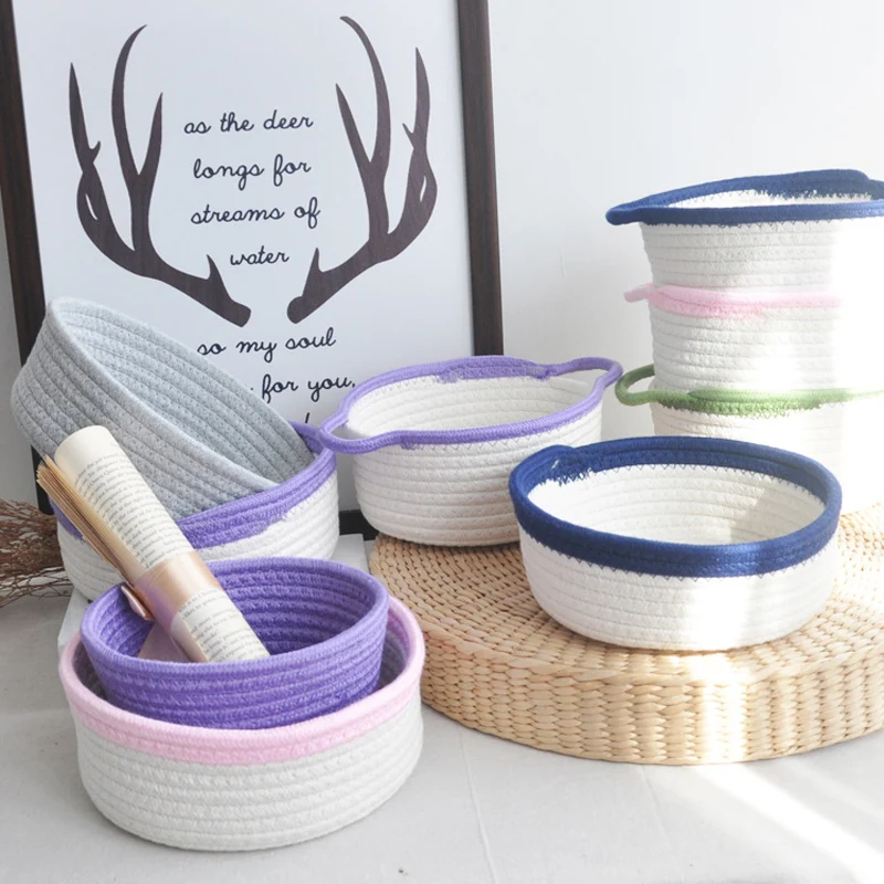 Cotton Rope Storage Basket Laundry Basket For Diaper Toy Sundries Organizer Containers Home