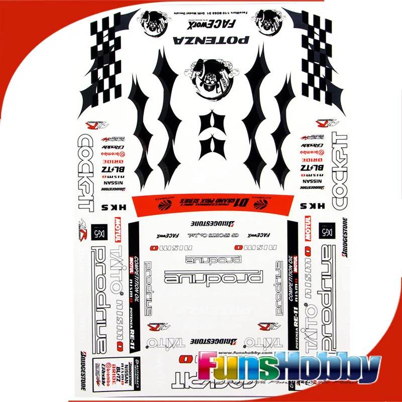 FACEWORX 1/10 RC Model Car On Road Drift Tamiya Serpent Decal Sticker ...