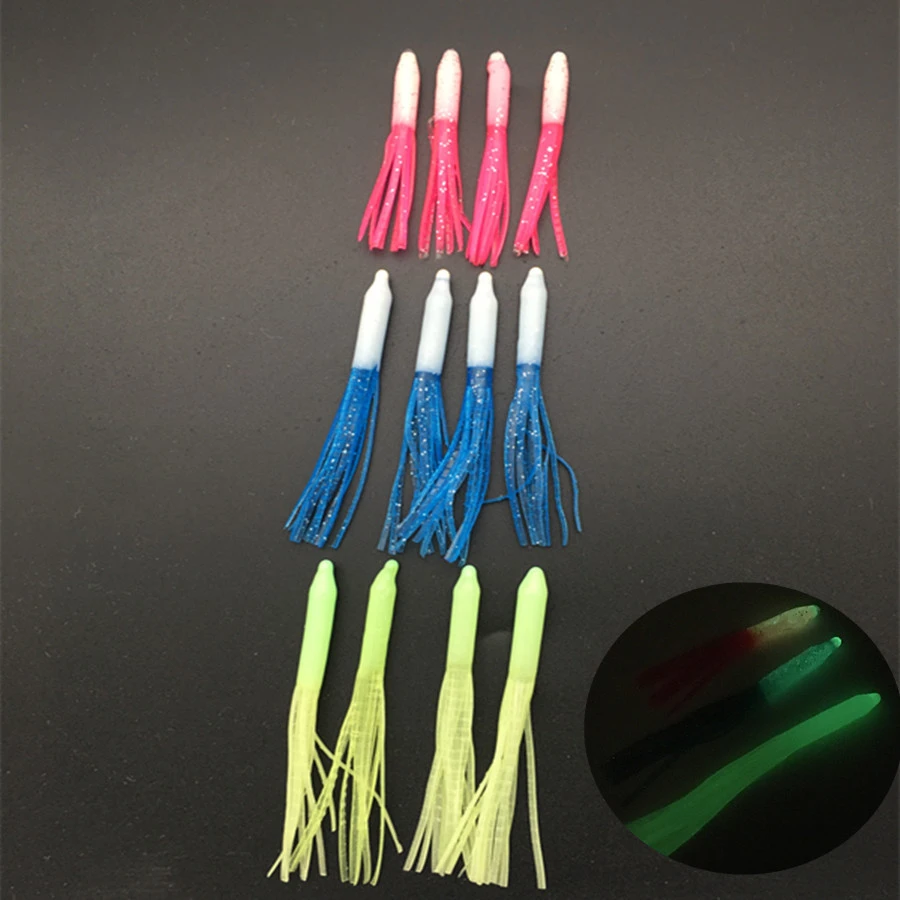 100pcs*4.5cm /5cm/7cm Fishing Needle Octopus Rig Artifical Lures Luminous Octopus Skirt Squid ...