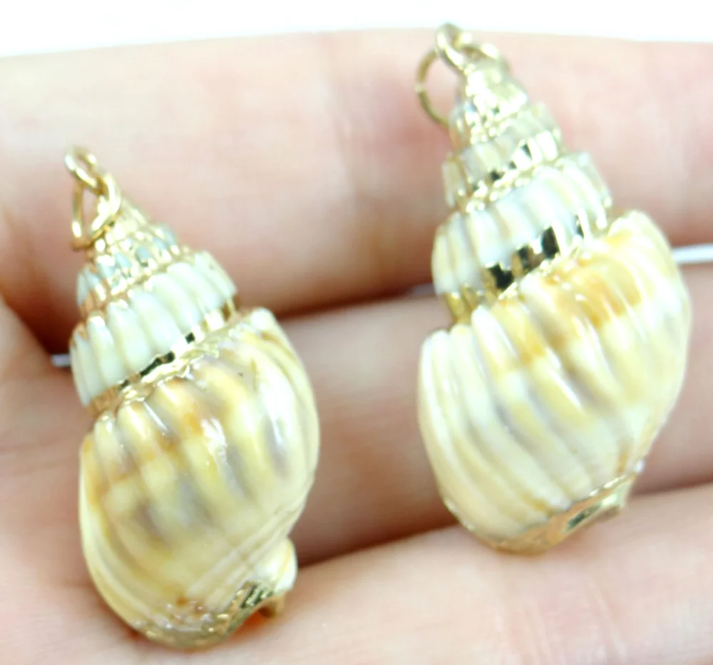 New Fashion Conch Shell Sea SHELL Gem PENDANT Beads Making jewelry 6pcs ...