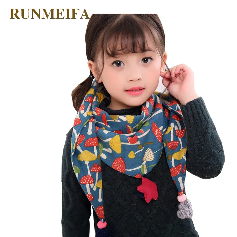 RUNMEIFA Lovely Children Scarf With Cute Pompom Boys Girls Print ...