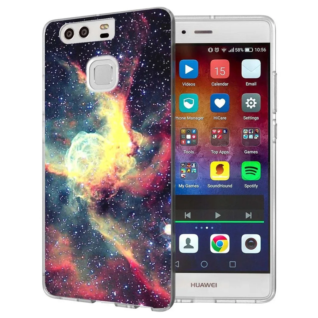 Space Sky Rhinestone Painted Pattern Clear Soft TPU Silicone Case For ...