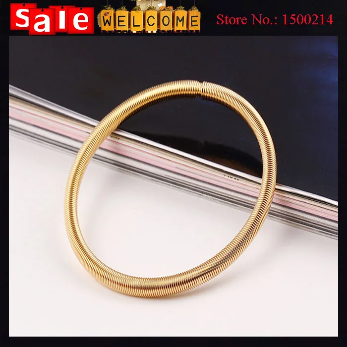 Statement Simple Solid Golden Punk Rock Chunky Metal Spring Shape ...