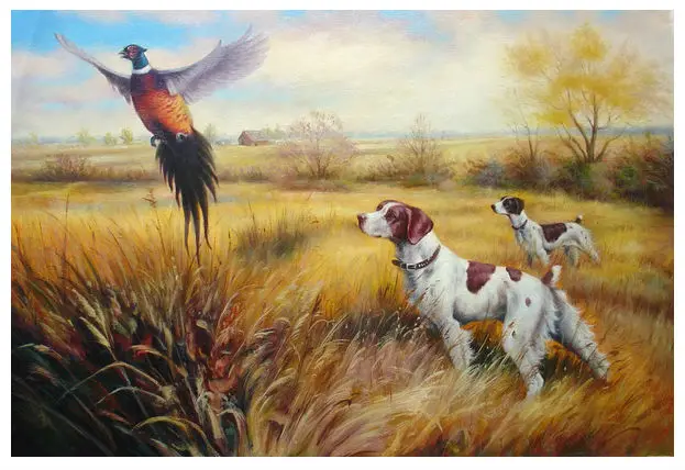 Free shipping Handmade Hunting dogs oil paintings On Canvas Abstract ...