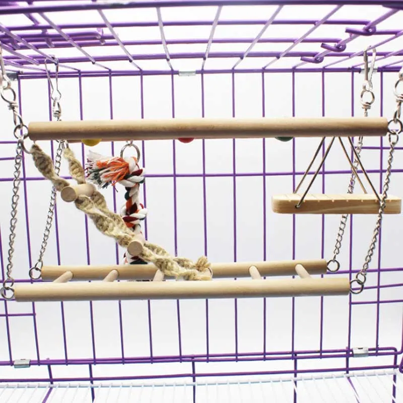 Double Stair Case Parrot Chew Toys Parrot Climbing Net Hanging Ladder ...