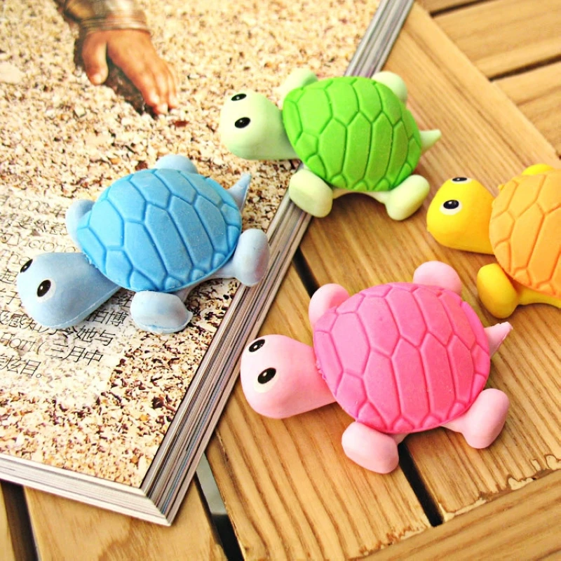 6X Cute Animal Tortoise Rubber Pencil Eraser Shaped Erasers For Kids ...