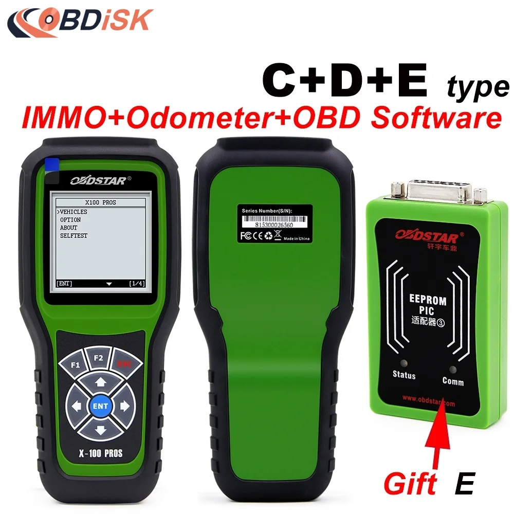 Original OBDSTAR X100 PROS C+D+E model for IMMO+Odometer+OBD Software X ...