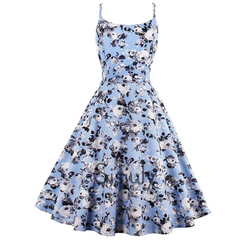 Vintage Summer Dresses with floral print 1950 S elegant style festive ...
