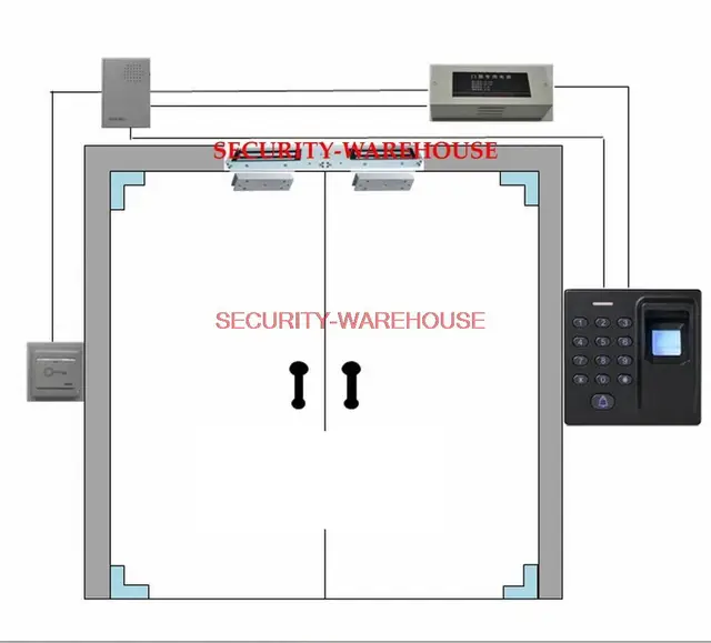 Glass door Access Control System: 180kg Double Door Magnetic Lock + D1 ...