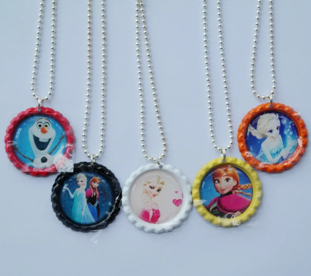 Free Shipping 50pcs Children Princess Elsa Anna flattened Bottle Caps ...