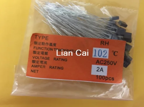 100pcs New Rh 102 105 115 125 130 135 145 Degree Thermal Fuse 2a 250v ...
