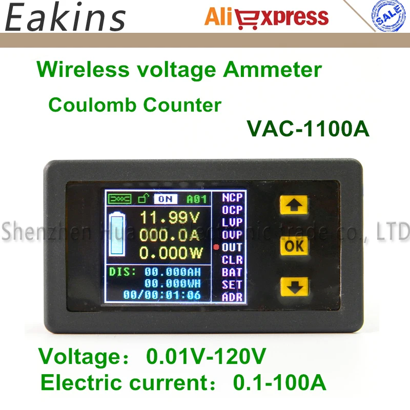 Vac1100a Color Multifunction Digital Led Power Meter Monitor Coulomb ...
