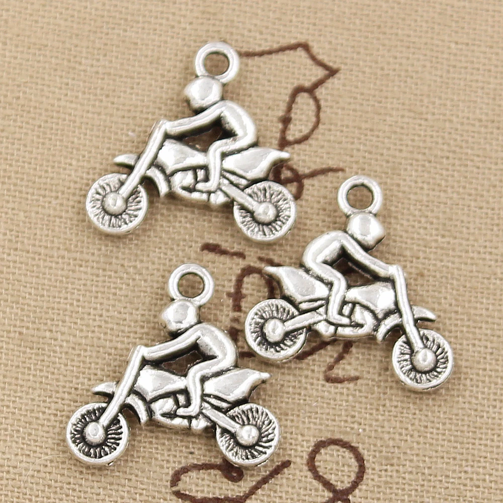 10pcs Charms Motorcycle Motorcross 21x21mm Antique Bronze Silver Color ...