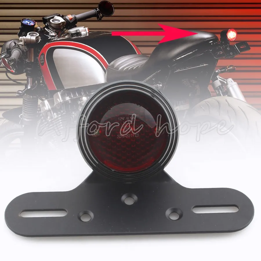 For Harley Bobber Dyna Sportster Chopper Cafe Custom Black Metal Retro ...