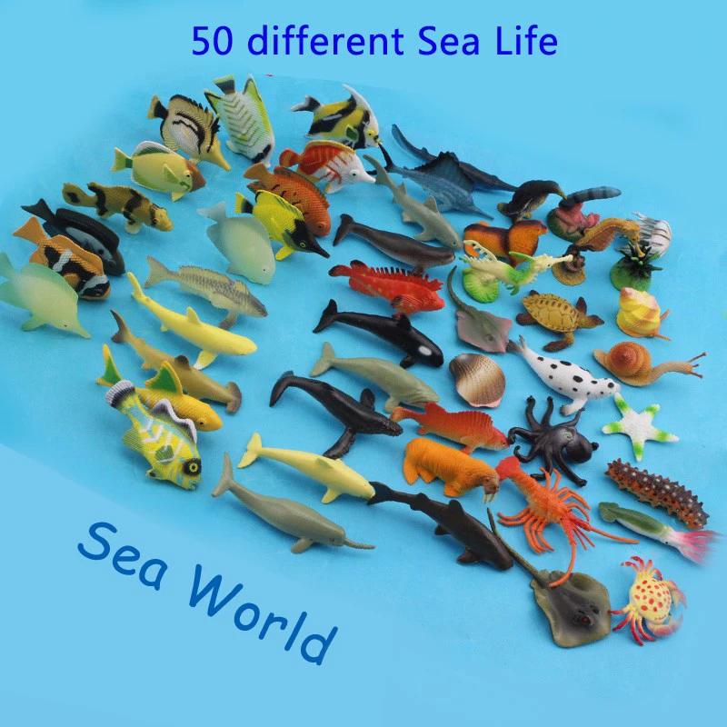 50Pcs Small Size PVC 4 7cm Sea Life Model Toys Pool Fish Toy Early ...