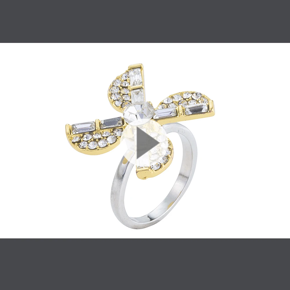Crystal Windmill Moving Rotation Finger Ring for Women Wedding ...