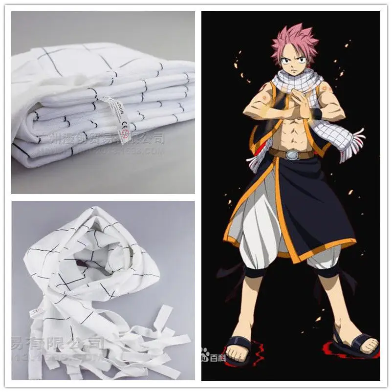 Japan Anime FAIRY TAIL Natsu Dragneel Guild Cosplay Costume White Scarf ...