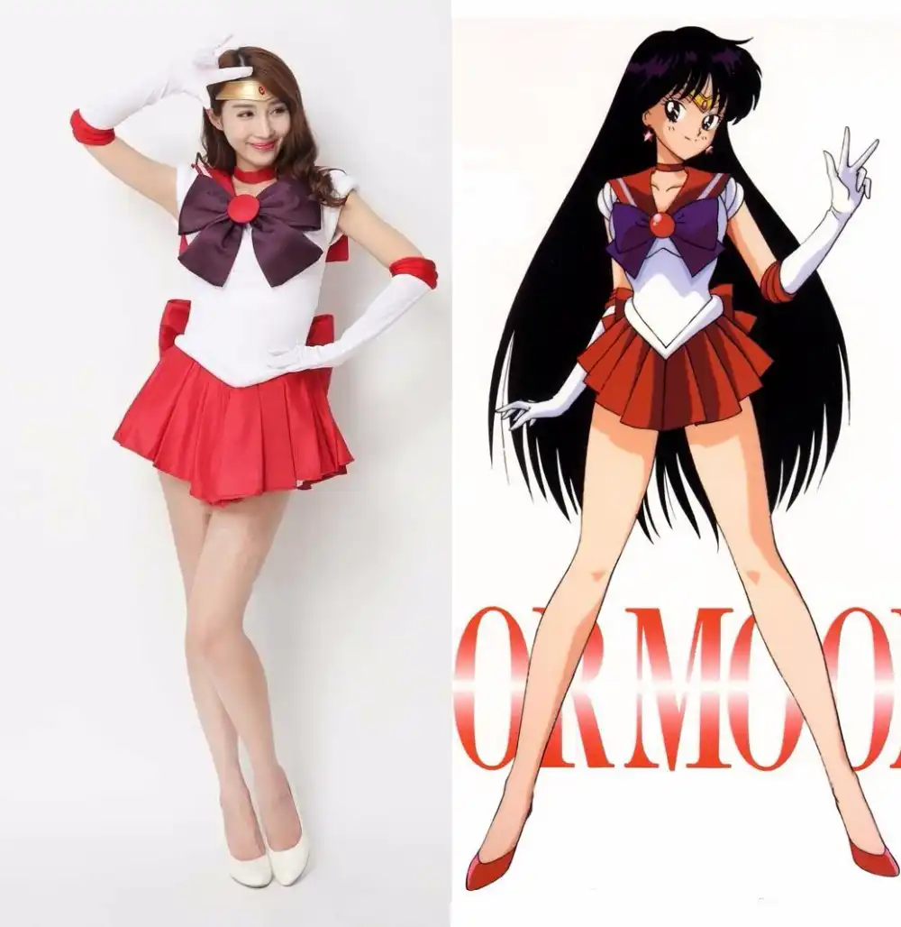Anime Sailor Moon Cosplay Hino Rei Sailor Mars Cos Cartoon Halloween