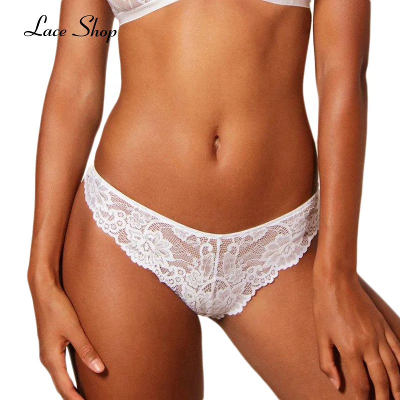 Laceshop 2017 New Fashion Solid Brief Women Sexy Hollow Out Mesh Semi