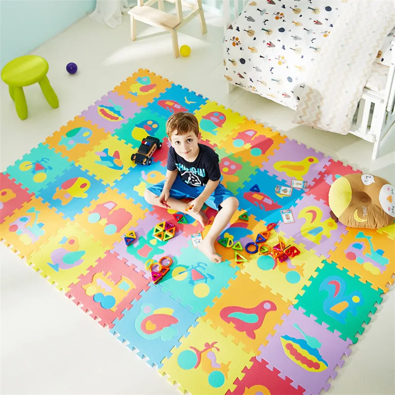 10Pcs/set 30*30cm Cartoon Animal Number Alphabet Pattern Baby Play Mat ...