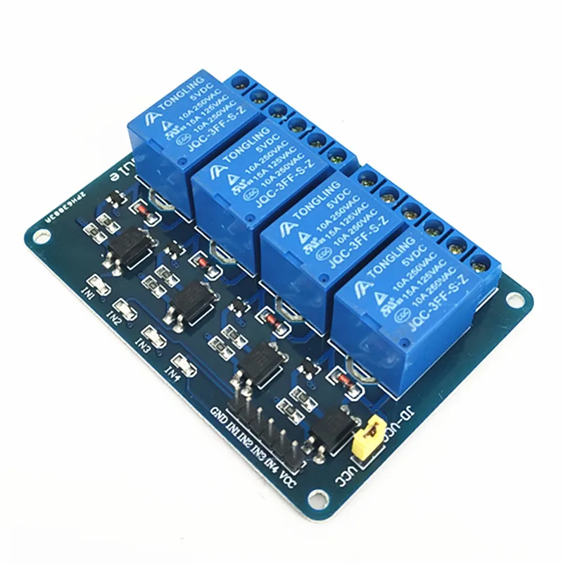 Módulo de relé de 4 canales, placa de control de relé de 4 canales con optoacoplador. Módulo de ...