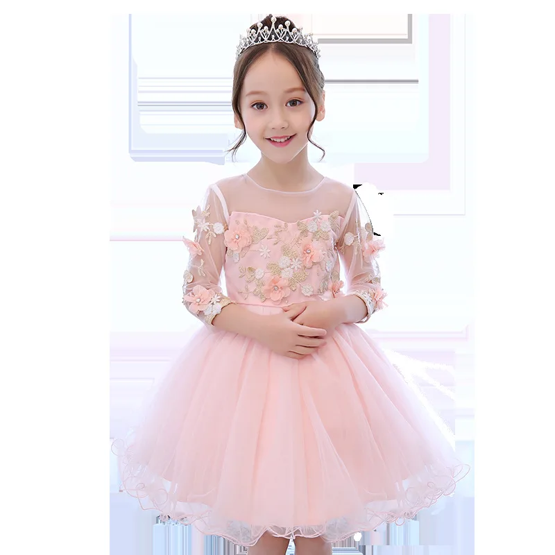 Pink Girl Party Dress Princess Summer Elegant Kids Vestido Princesa 4 6 ...