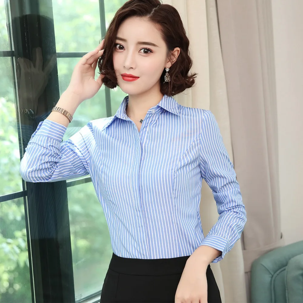 2018 New Full Sleeve wowen professional business blouse shirt formal ...